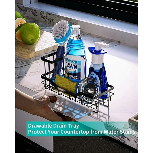 Multifunctional Sink Caddy With Detachable Brush Holder, Kitchen Sink ...