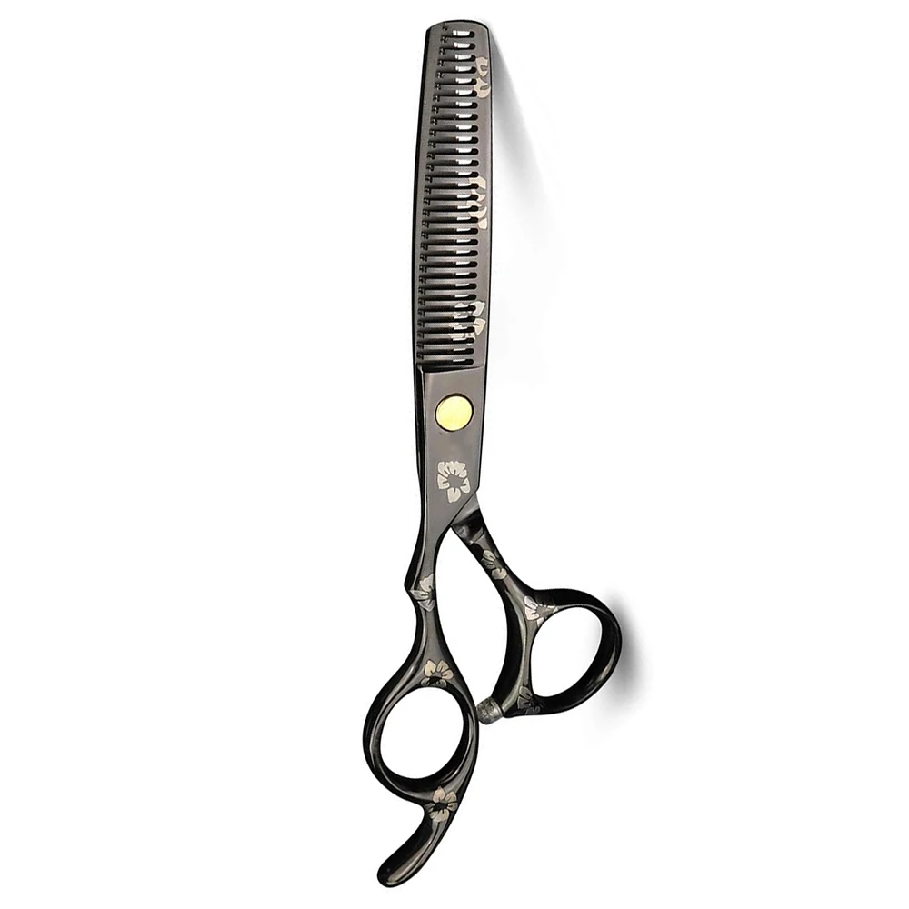 Shine Black Color Hair Thinning Scissors With Finger Rest Sharp Edge ...