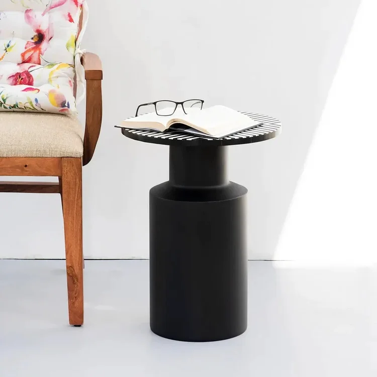 Modern Design Handcrafted Zebra Side Table Black Powder Coated Iron ...