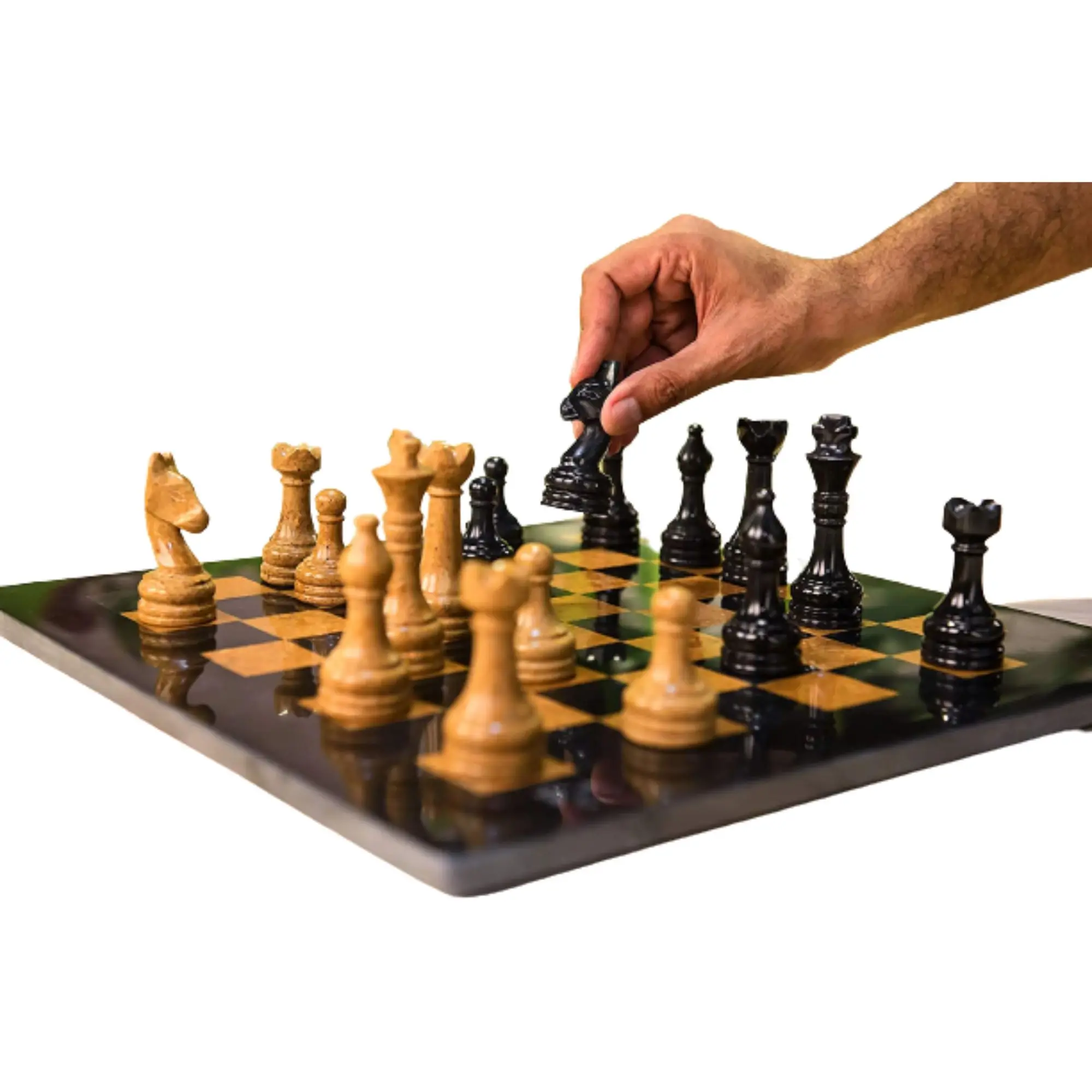Original Handmade Marble Chess Set Black And Golden Hand Crafted Full ...