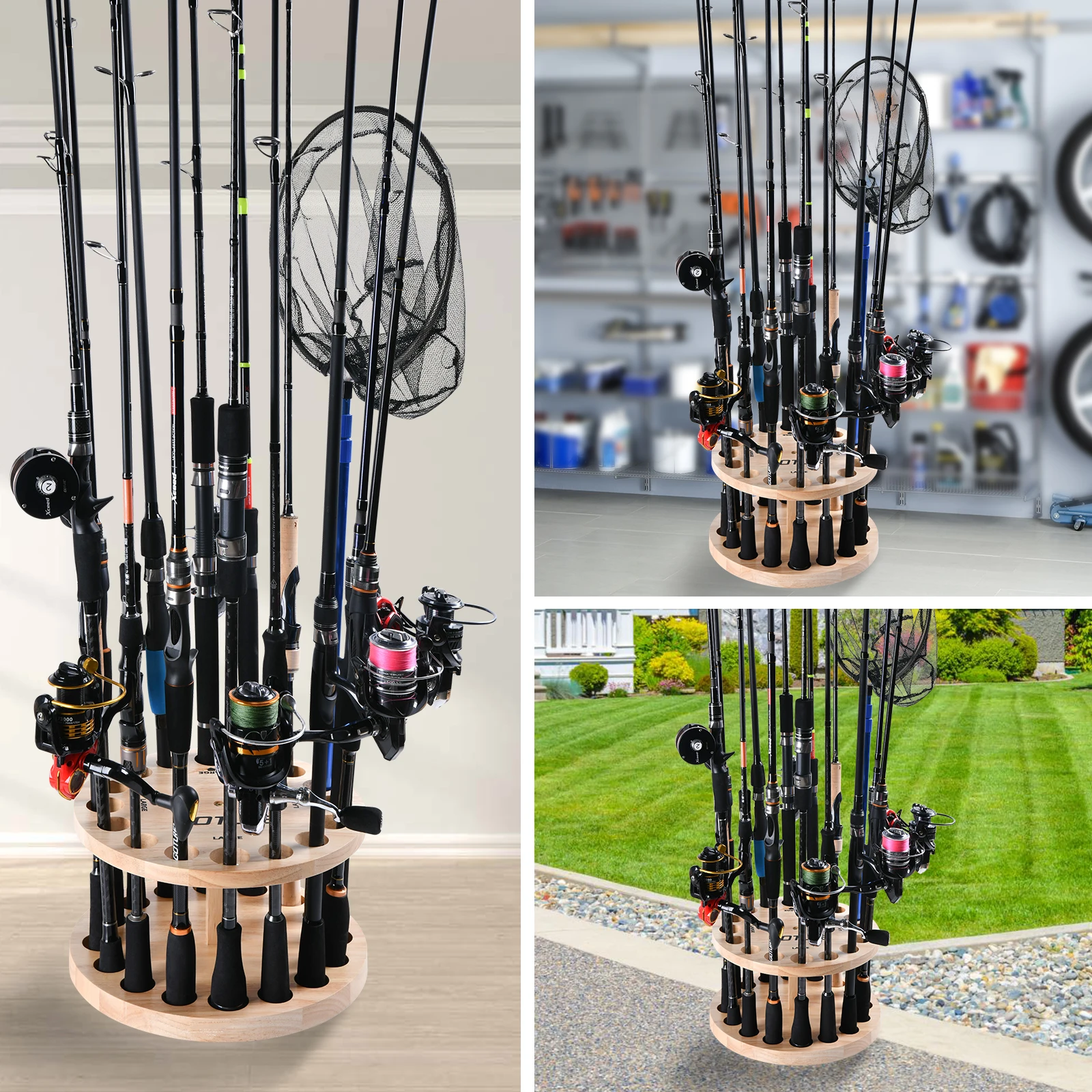 Goture Portable Wood Stand Rods Holder Fishing Rod Holder Rack - Buy ...