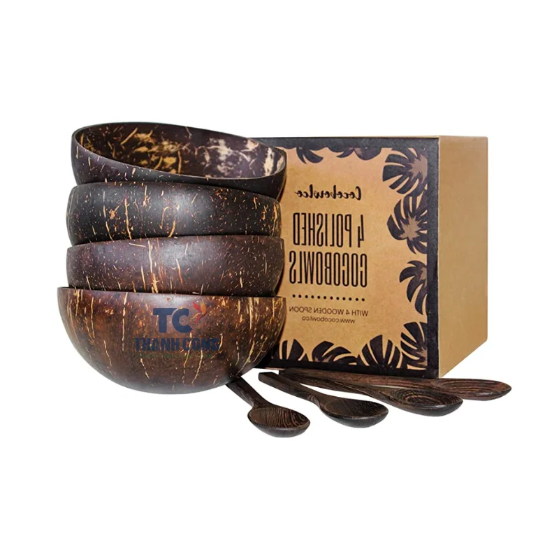 Combo Coconut Shell Bowls Spoons And Carton Boxes Set - Buy Set ...