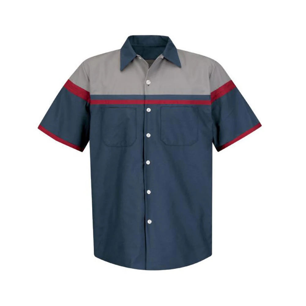 Custom Made Contrast Color Fashion Men's Short Sleeve Mechanic Work ...