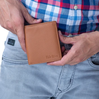 High Quality Tri-fold Tan Genuine Leather Men's Rfid Protected Wallet ...