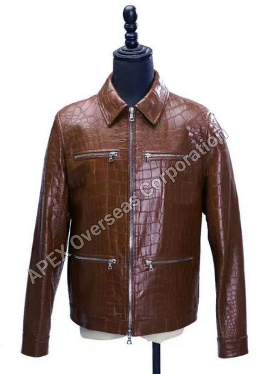 Embossed Cow Leather Luxury Alligator Skin Men's Fashion Jacket Custom Made Snakeskin Crocodile ...