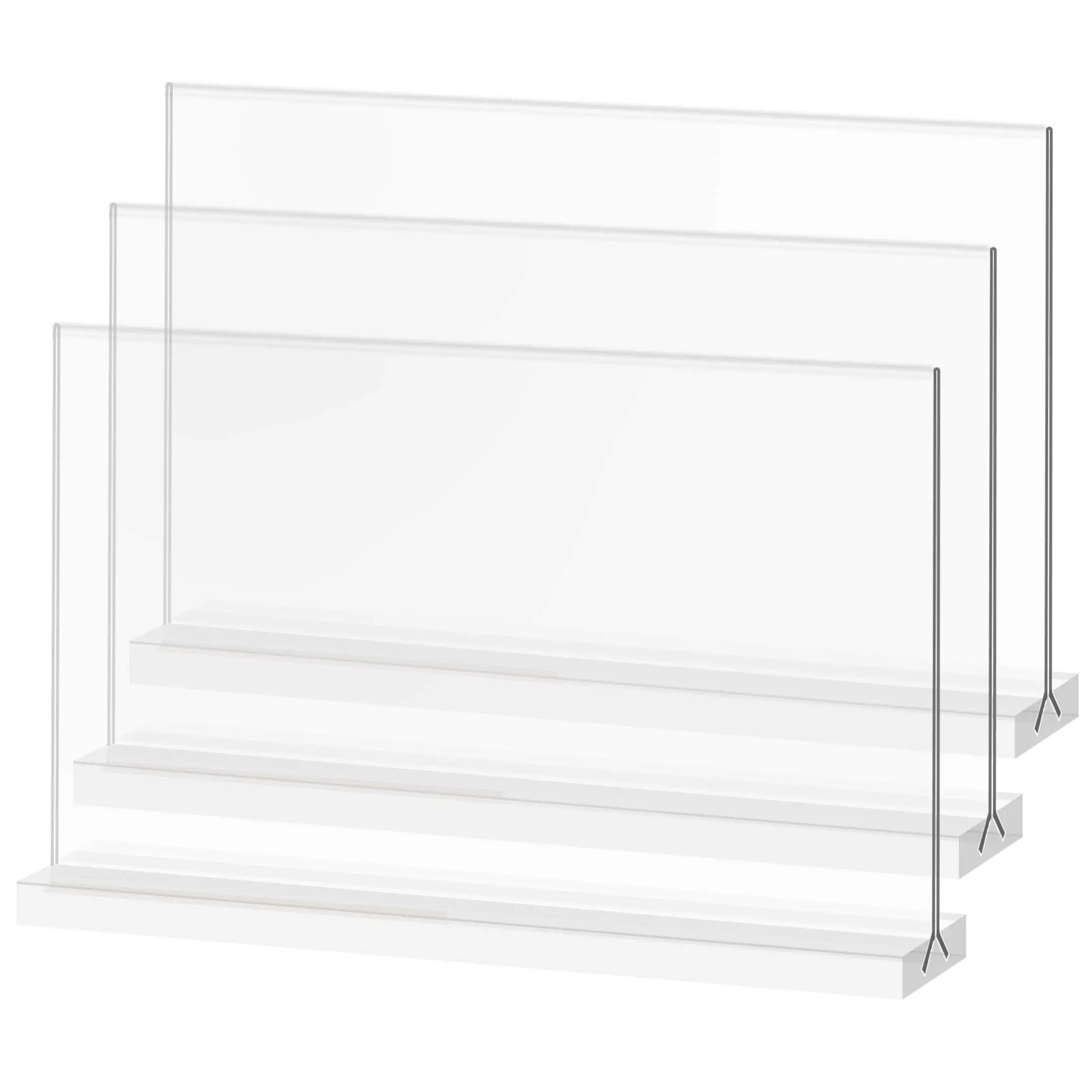 8.5x11inch Acrylic Sign Holder Vertical T-shape Double-sided Desktop ...