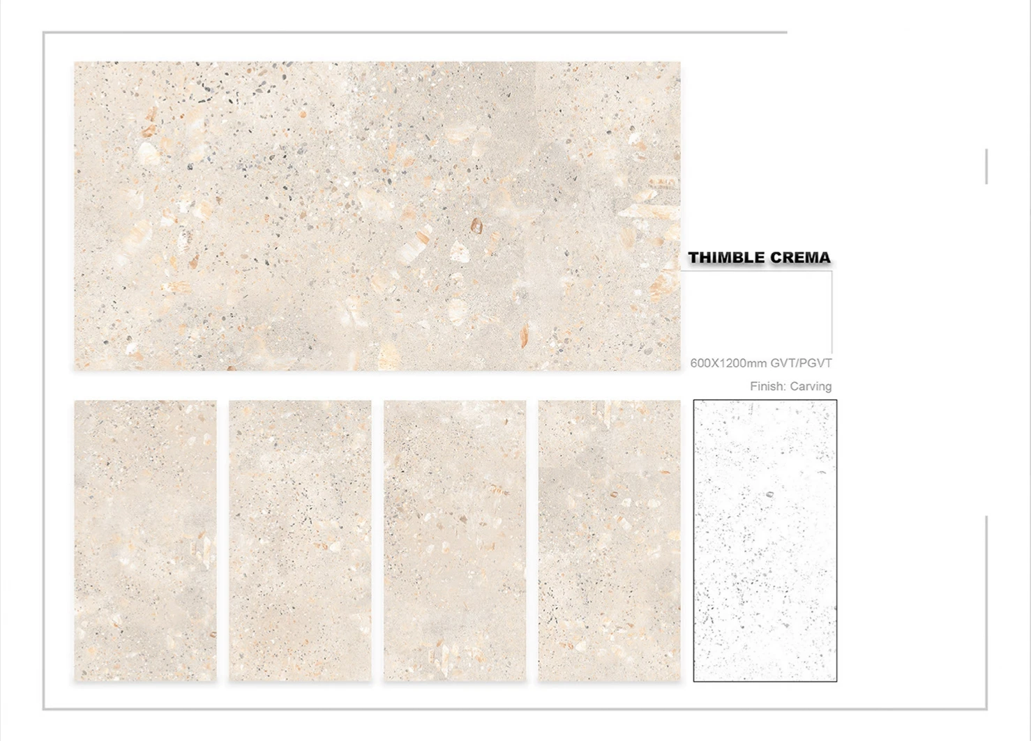 600x1200mm THIMBLE CREMA Carved Porcelain Matte Modern European Anti ...