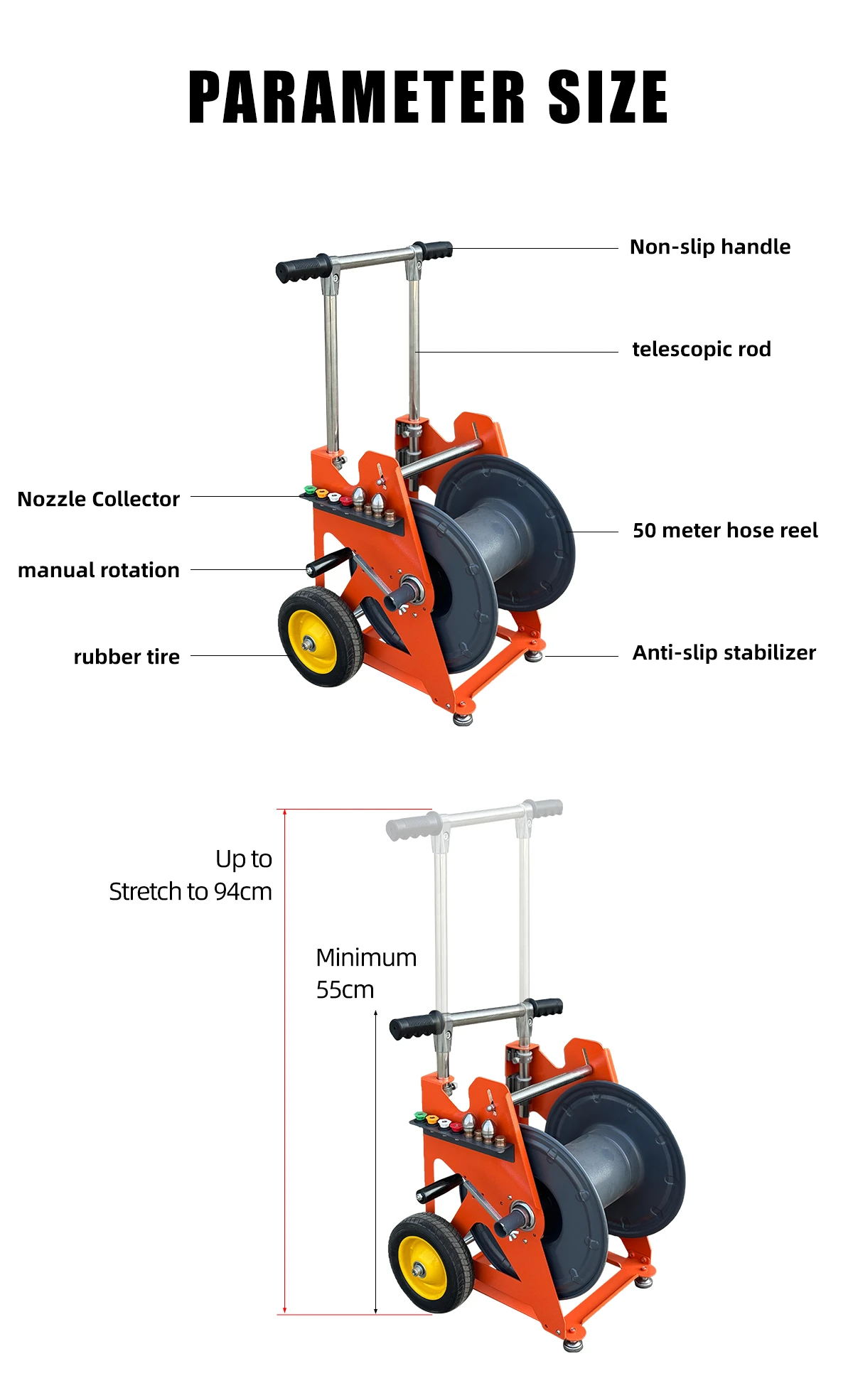 AMJET Hose Reel - Efficient Coil Pipe Cleaner for Sewers