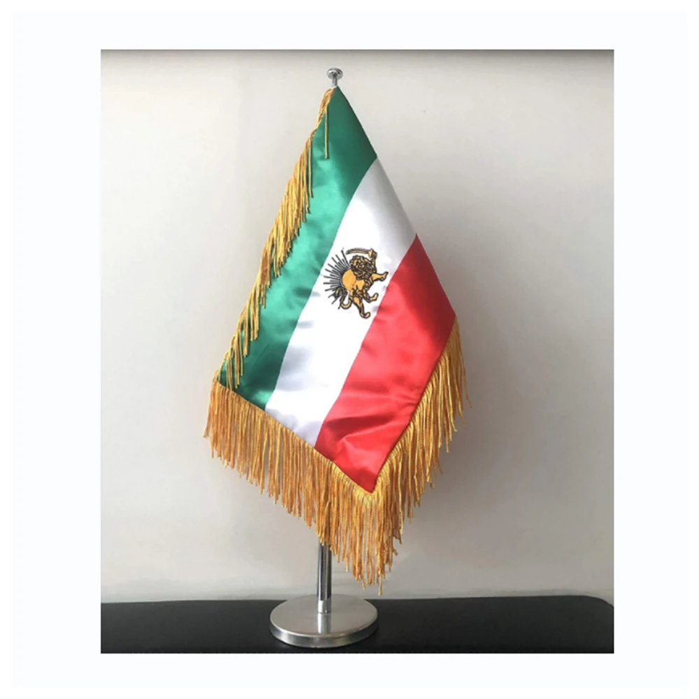Small Meeting Iran Embroidery Table Desk Flag with Table Top Flag Pole ...