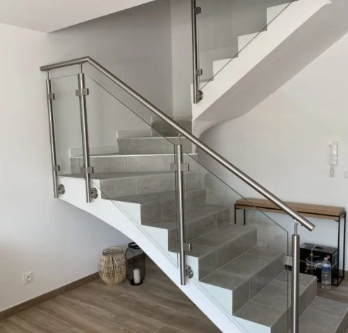 Indoor Office Stairs Handrail Frameless Glass Deck Balcony Railing ...
