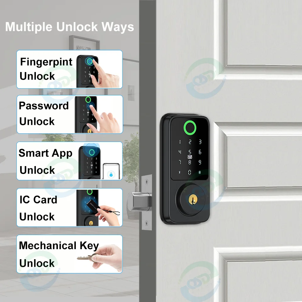 High Security Fingerprint Auto Deadbolt Lock - Ttlock Tuya APP