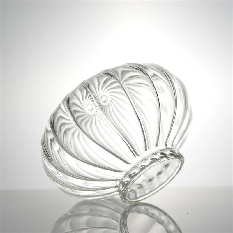 Pendant Lighting Shade Hand Blown Clear Glass Lamp Shade With Ribs ...