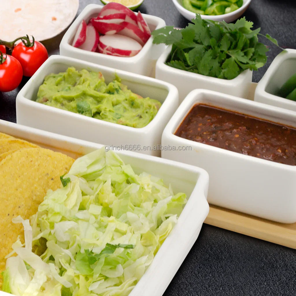 Ceramic Taco Shell Container Holder Set Appetizer Food Serving Tray ...