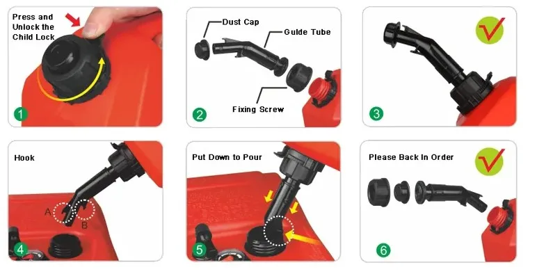 Durable Plastic Jerry Can - 1.32 Gal. Gasoline Fuel Tank
