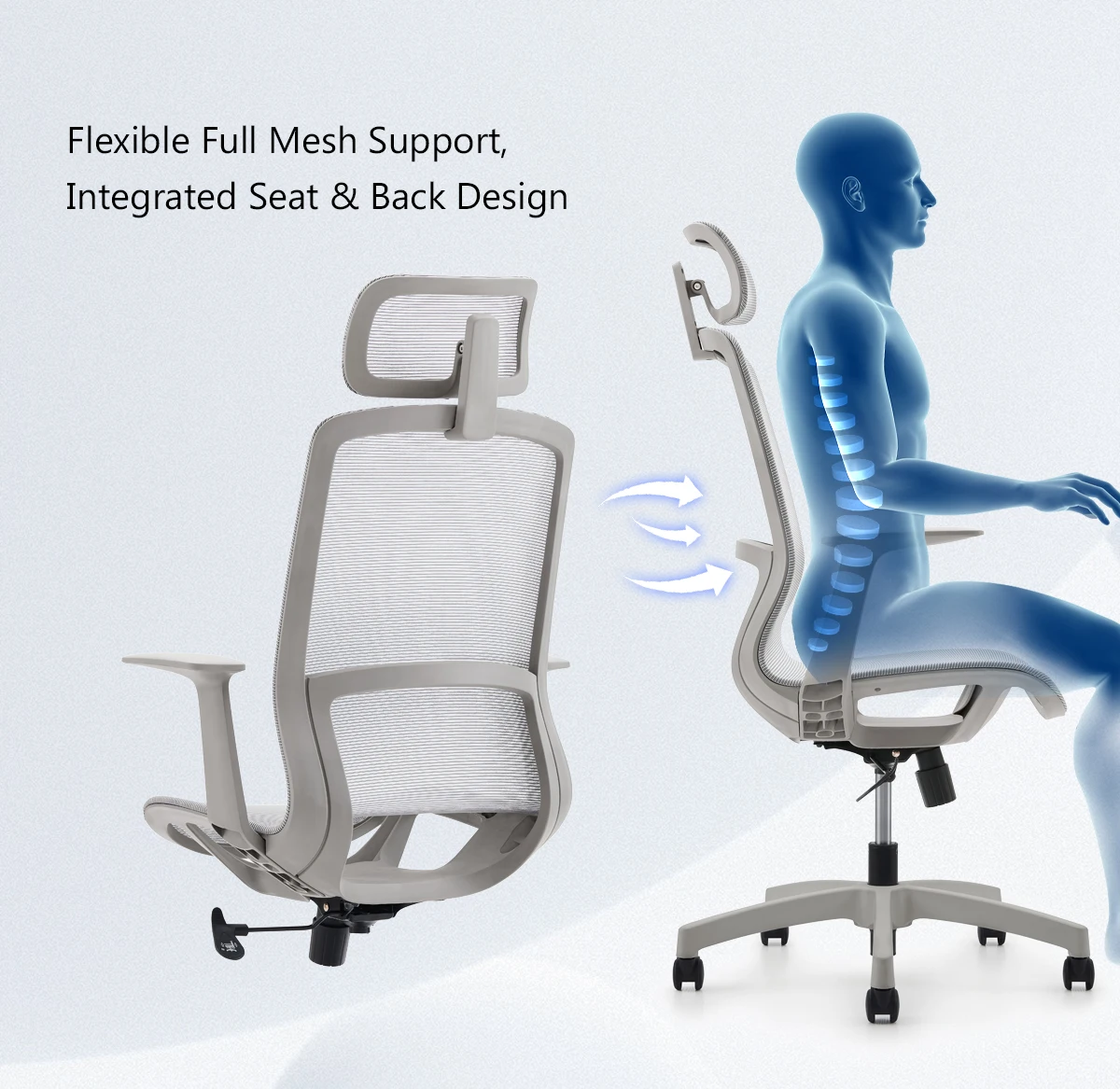 Sitzone High Back Mesh Chair Ergonomic Full Mesh Support with ...
