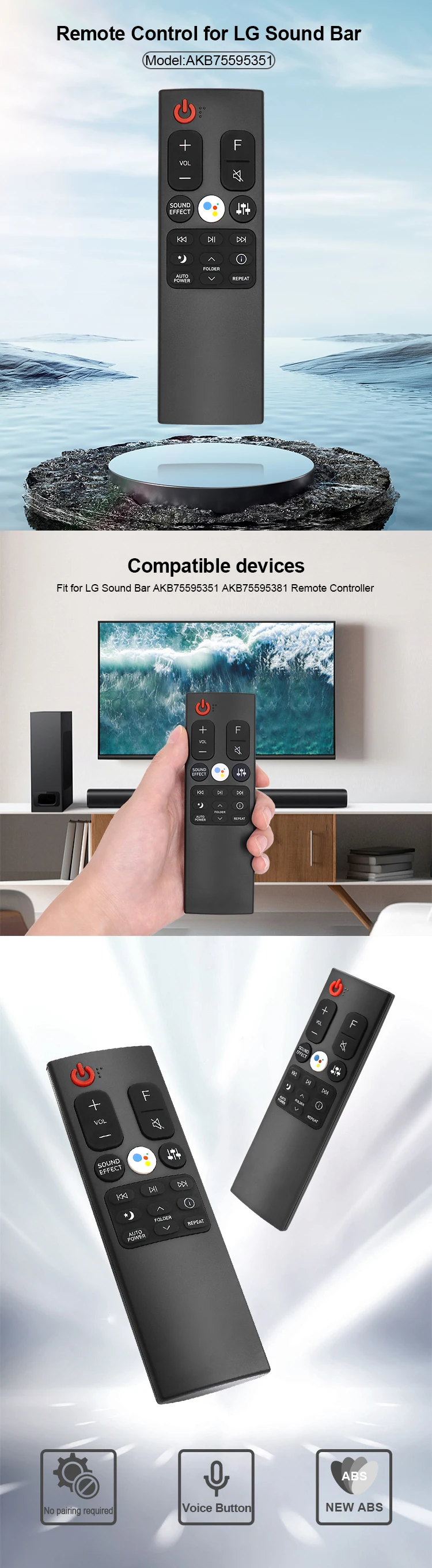 Akb75595351 Akb75595381 Infrared Replacement Remote Control Commander ...