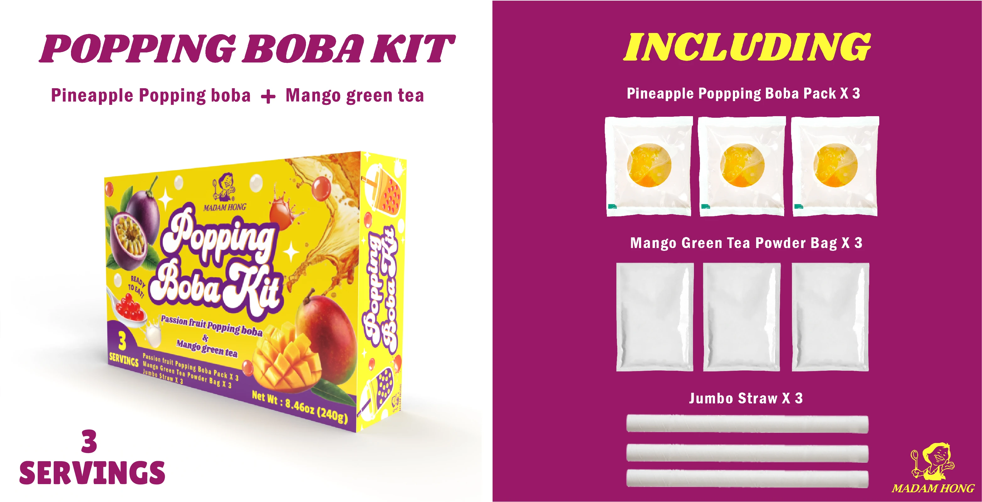 Strawberry Lychee Popping Boba Tea Kit - Buy Popping Boba Kit iced Tea ...