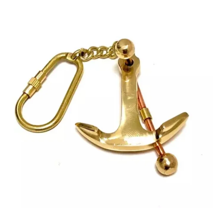 Pure Brass Ship Anchor Key Chain For Gifting Self Defense Key Hook ...