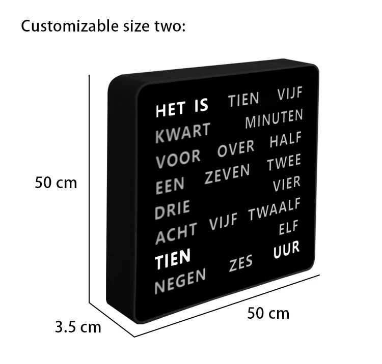 CHEETIE CP037 LED Silent Wall Clock - Custom Dutch French Text