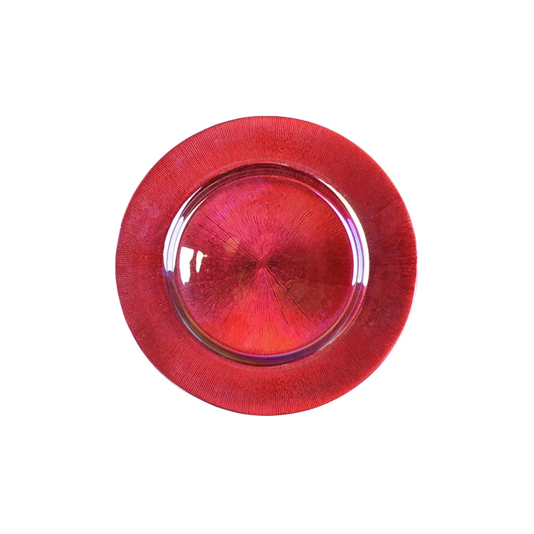 Multi-colored Glass Dining Plate Glazed Gold Charger Plate For Wedding ...