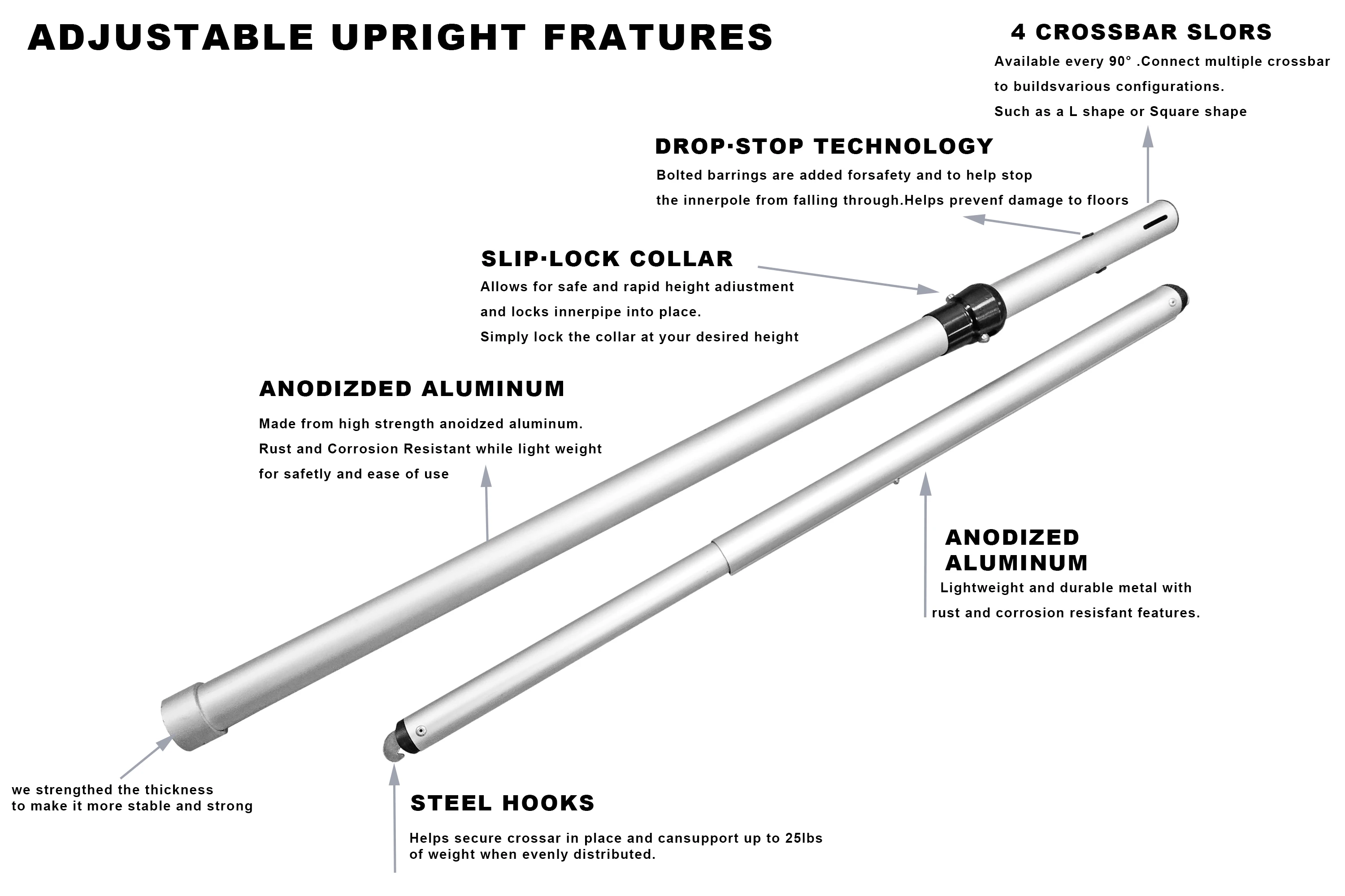 Adjustable Uprights Telescopic Slip-fit Upright 5-20ft With Slip Lock ...