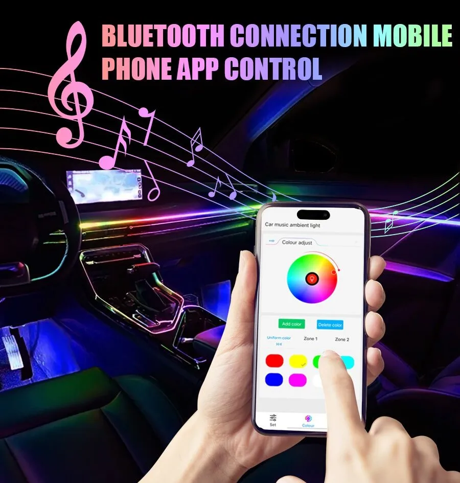 Latest 6 In 1 Car Atmosphere Strip Light Rgb 64 Color Easy Installation ...