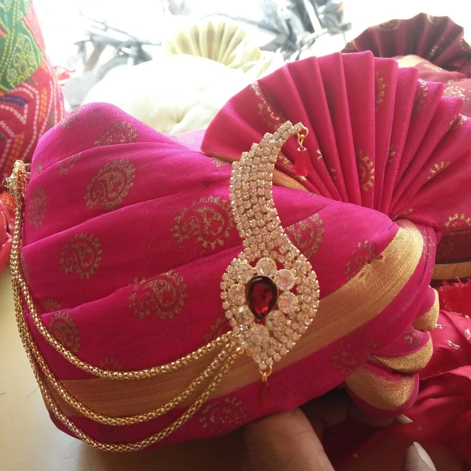 Indian Groom Weeding Chanderi Turban Safa Pagri - Buy Safa Wedding ...
