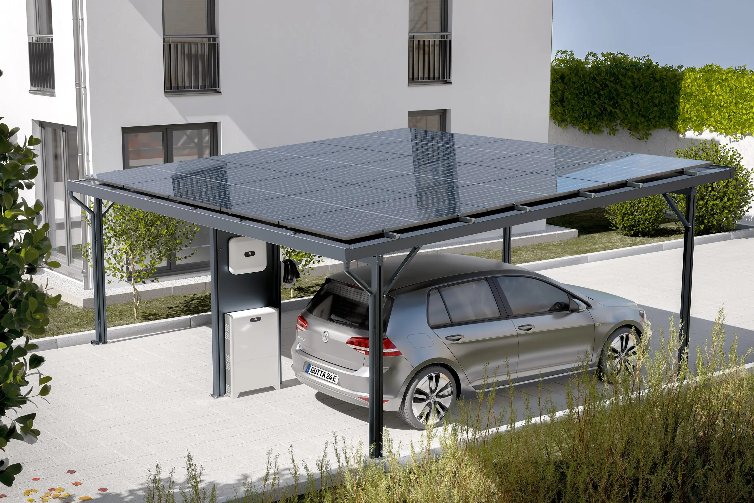60 Bifacial M6 Solar Mounting System Carport Tempered Glass Hot-Dip ...
