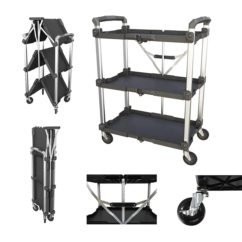 Newest Multifunction Foldable Plastic Rolling Cart Working Trolley ...