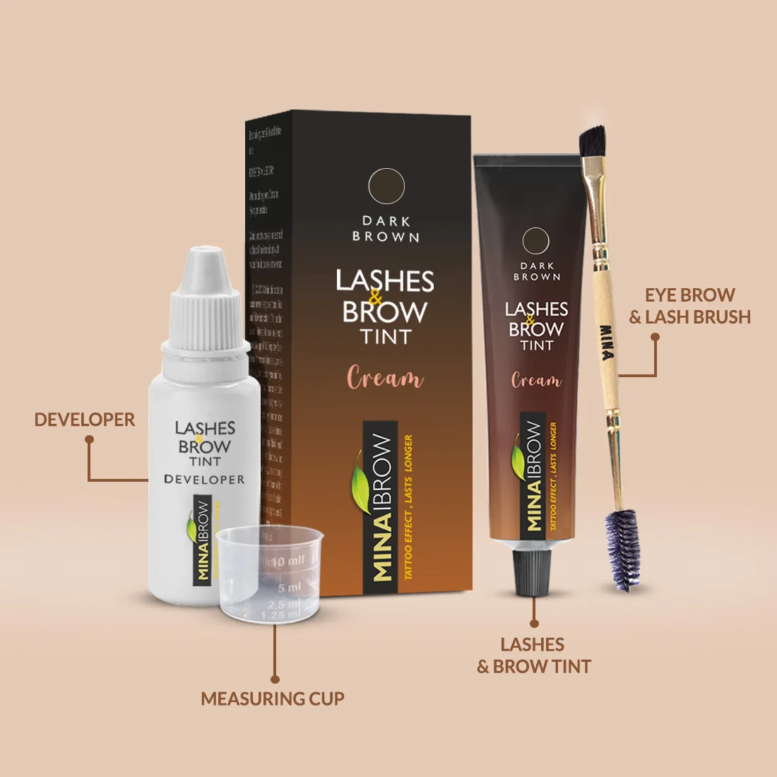 Mina Ibrow Eyebrow Lashes And Brow Tint Cream Long Lasting Waterproof ...