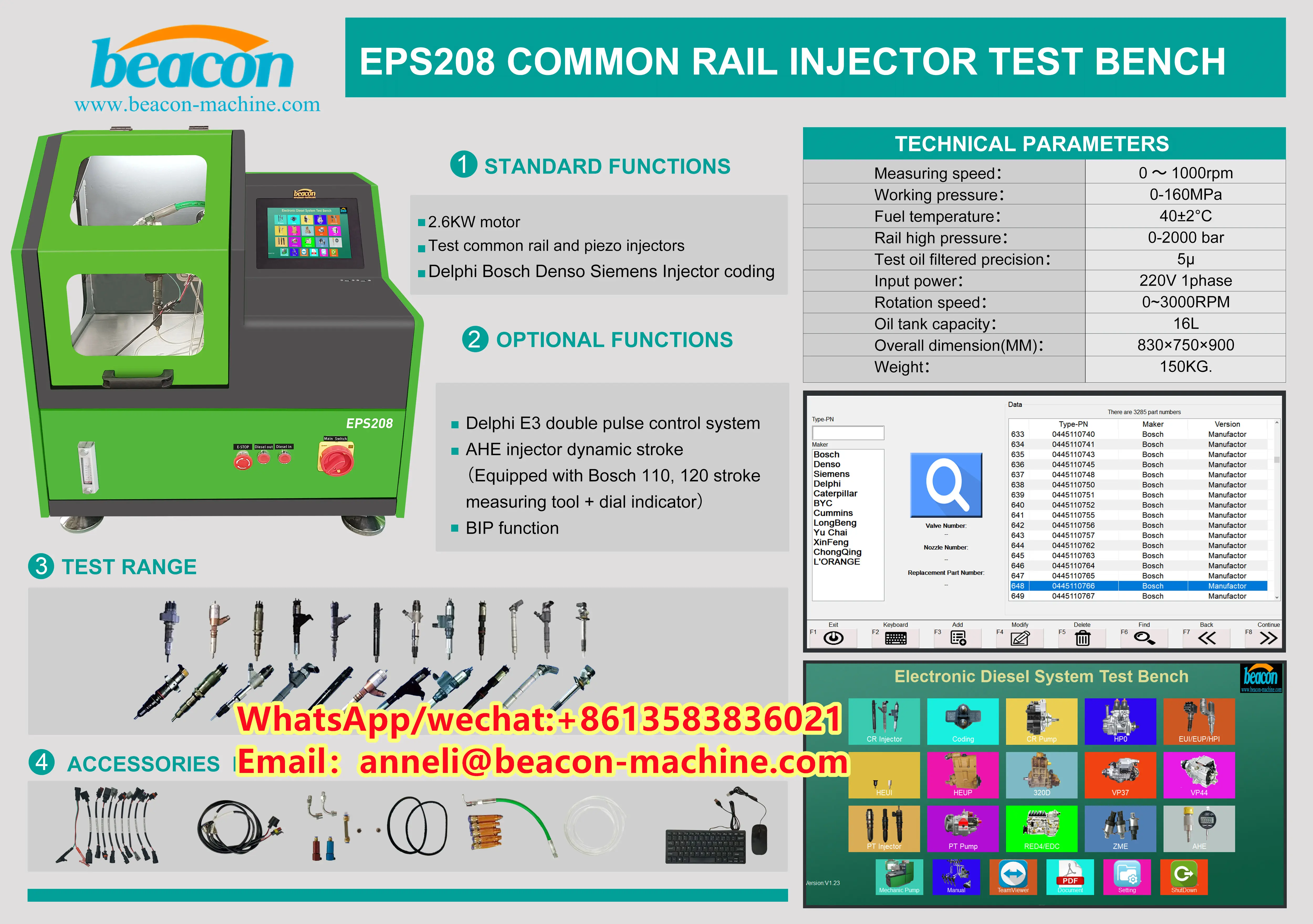 Beacon Machine EPS208 Upgrade Multifunction Diesel Common Rail Injector ...