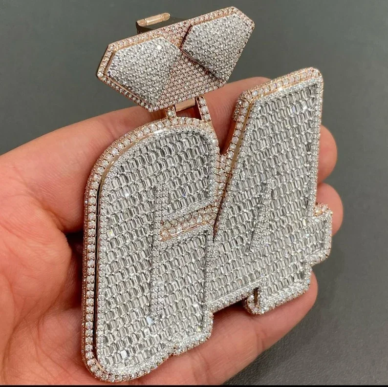 Fully Iced Out Letter Ssth Lloyd Charm Fine Jewelry 925 Sterling Silver ...