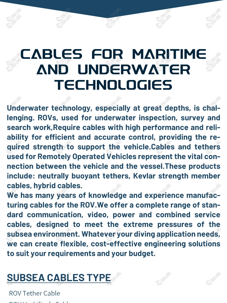 Armored 2 Core Sm Fiber Fathom Floating Rov Tether Cable For Udnerwater ...