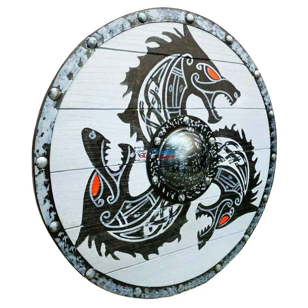 Fenrir Grey Wolf Authentic Battle Worn Viking Medieval Wooden Shield ...