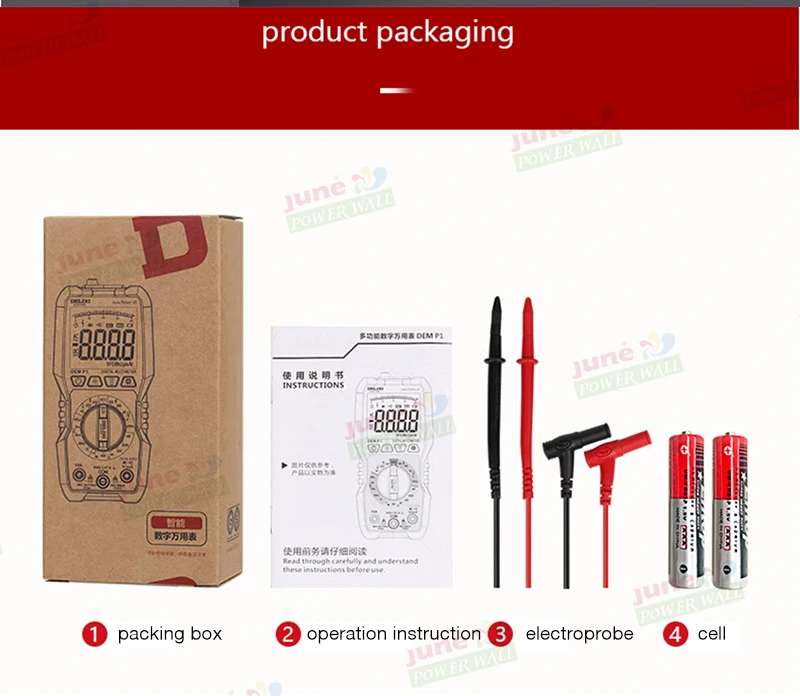 June Battery Electric Digital Multimeter Home Intelligent Fireproof ...