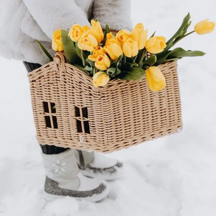 Nordic Kid Toys Rattan House Shaped Basket - Eco-Friendly Storage