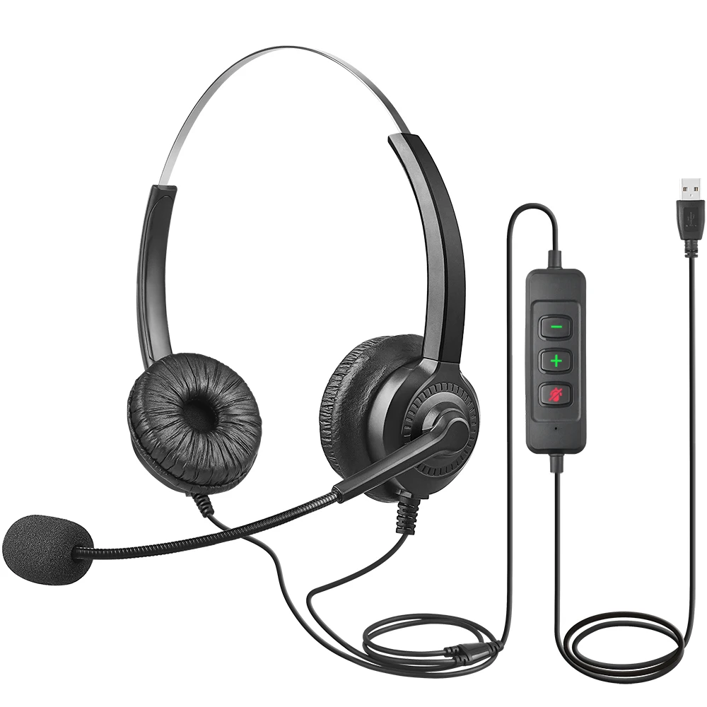 USB Computer Headset Wired Telephone Headset with Noise Cancelling ...