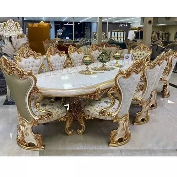 Persian Style Gold Leaf Dining Room Furniture Royal Shine High Gloss ...