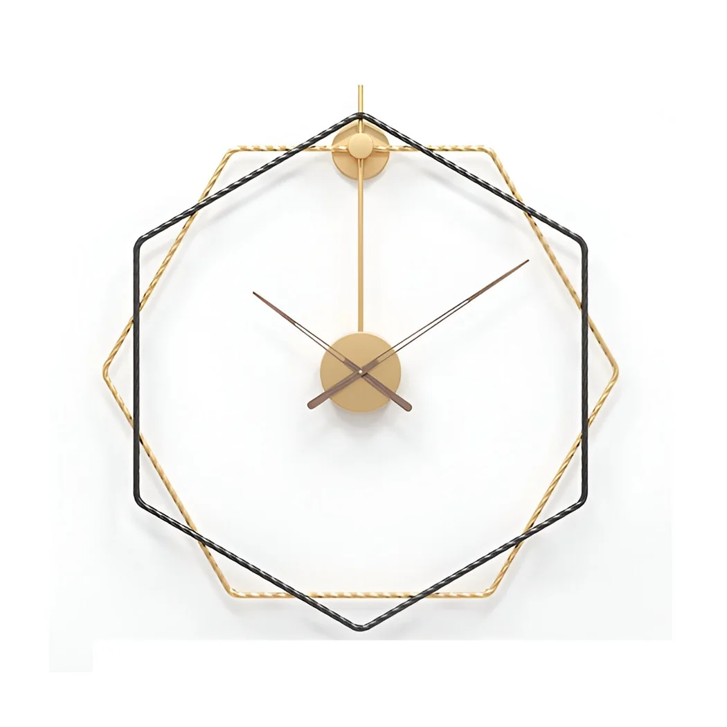 Hexagonal Shape Gematrical Metal Wall Clock Handmade Luxury Class Rooms ...
