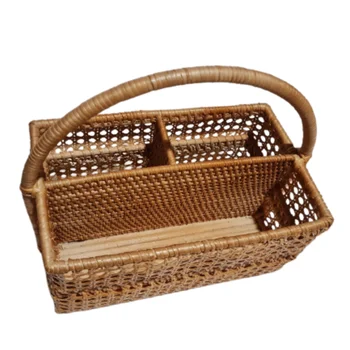 Handwoven Natural Rattan Caddy Cutlerty Holder Unique Kitchen & Dining ...