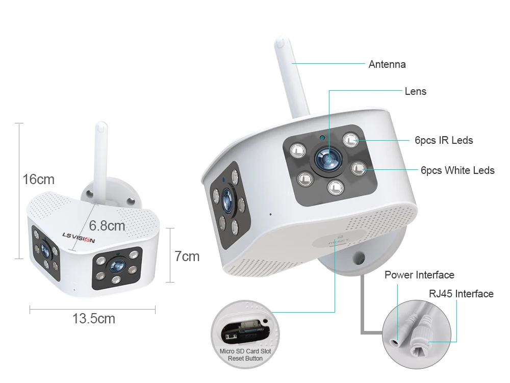 Ls Vision 4k 6mp Wireless Panoramic Camera Support Tf Card Motion ...