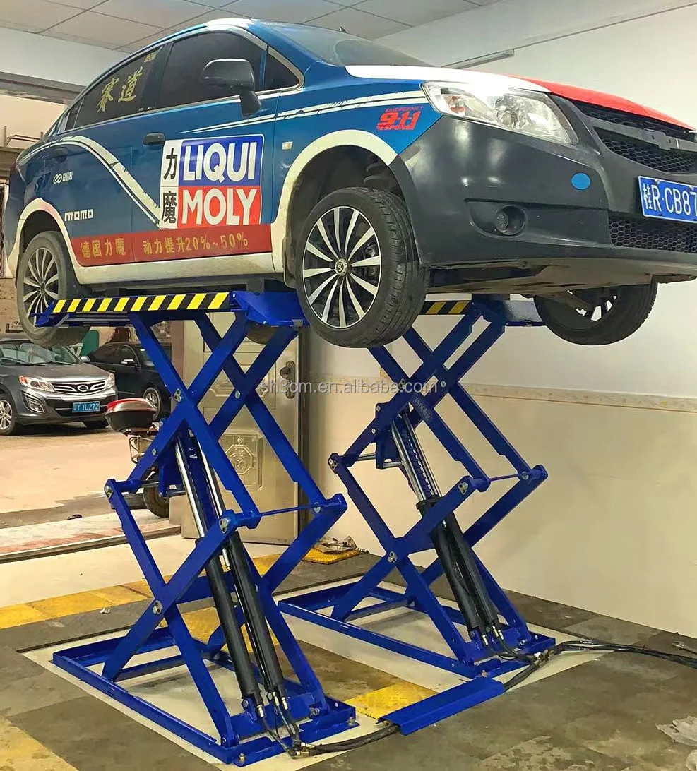 Car Scissor Lift Ramps 3000kg Hydraulic Scissor Lifter On Ground ...