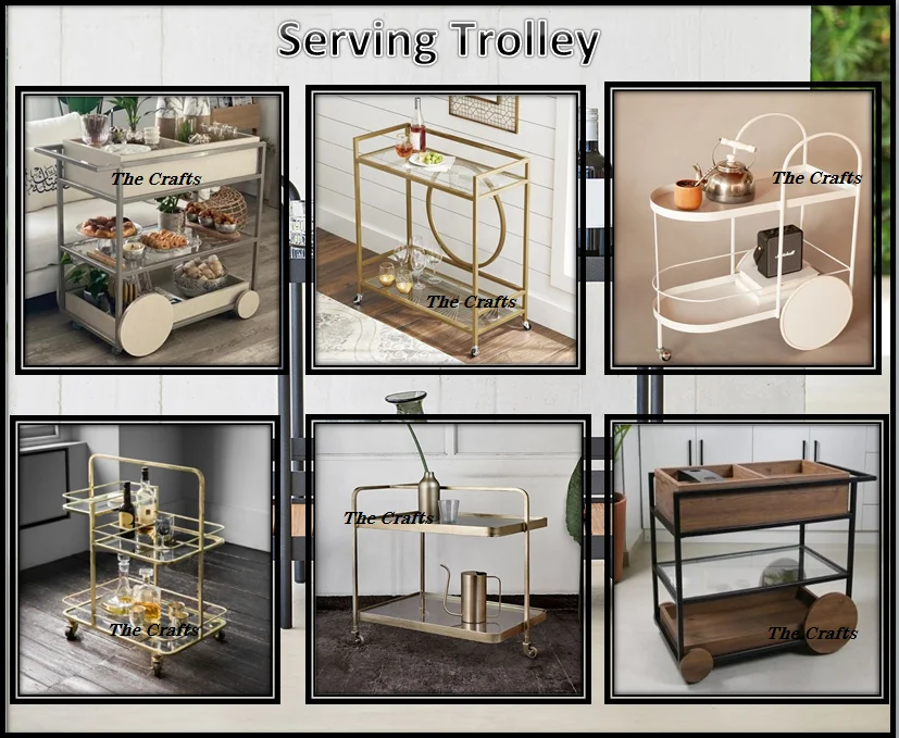 Fabulous Design Wooden Gold Metal Trolley For Indoor And Outdoor Usage ...