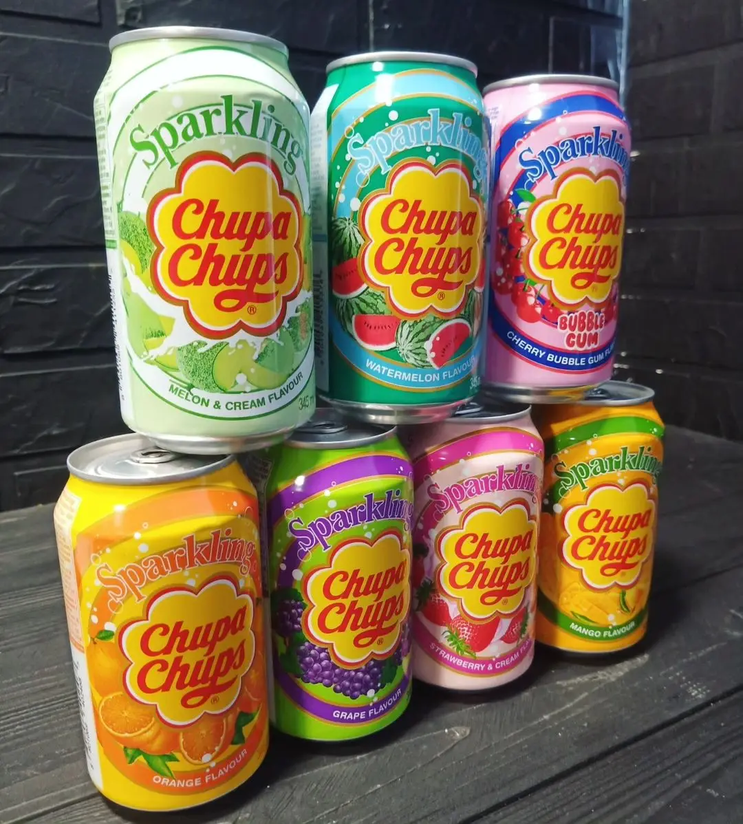Buy Chupa-chups Sparkling Strawberry Cream Flavour Soft Drink Cans ...