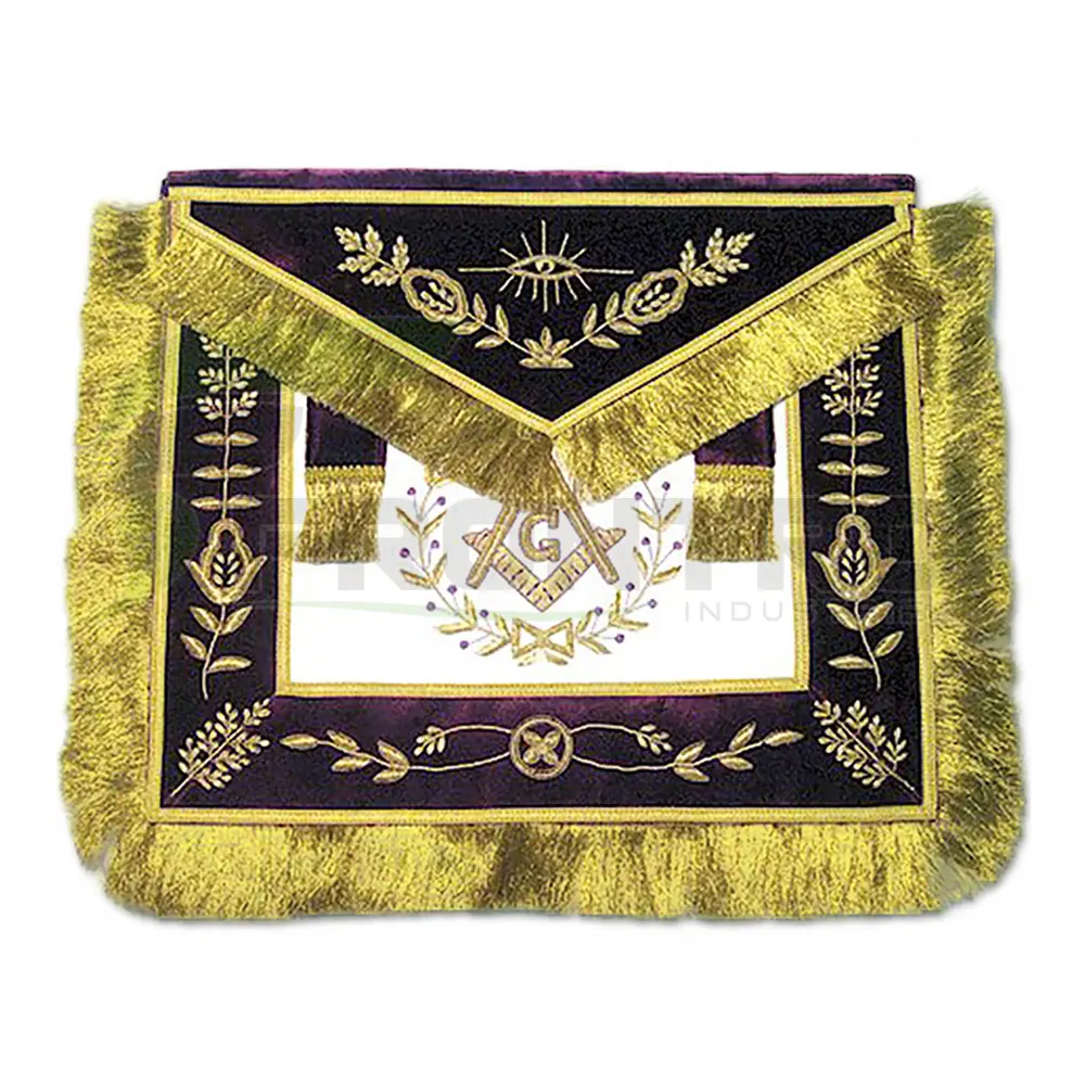 Masonic Regalia Grand Worshipful Master Purple Embroidery Apron ...