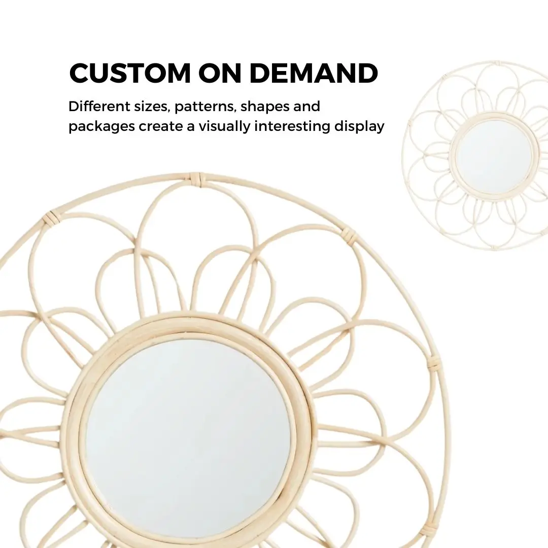 Vietnam-made Hanging Rattan Circular Wall Mirror Best Boho Wicker ...