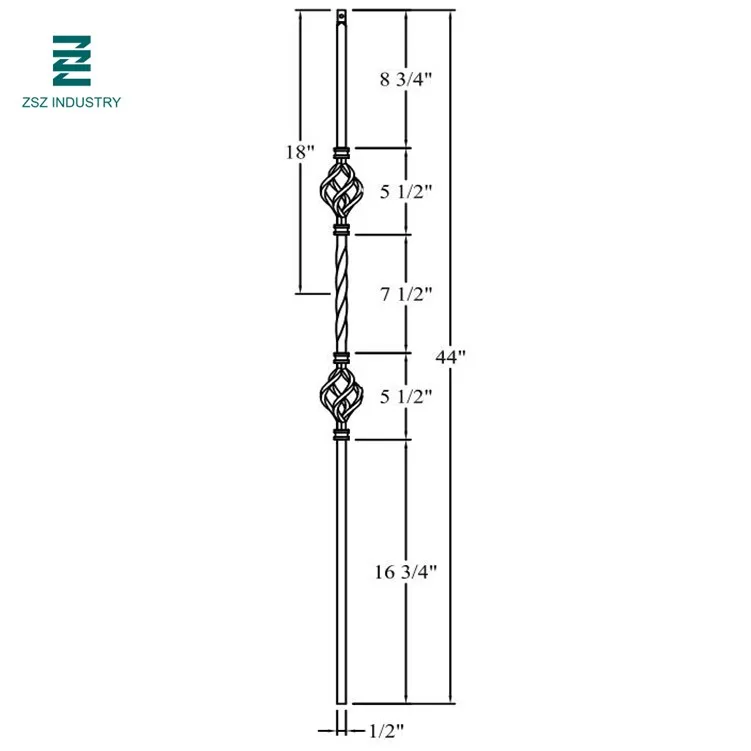 Staircase Metal Balusters Railings Single Twist Double Basket Hollow ...