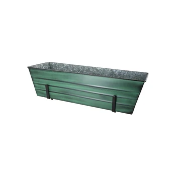 Antique Green Patina Galvanized Metal Window Box Planter With Drainage ...
