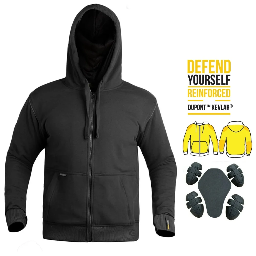 Men's Motorbike Removable CE Armored Hoodie - Full Body Protection