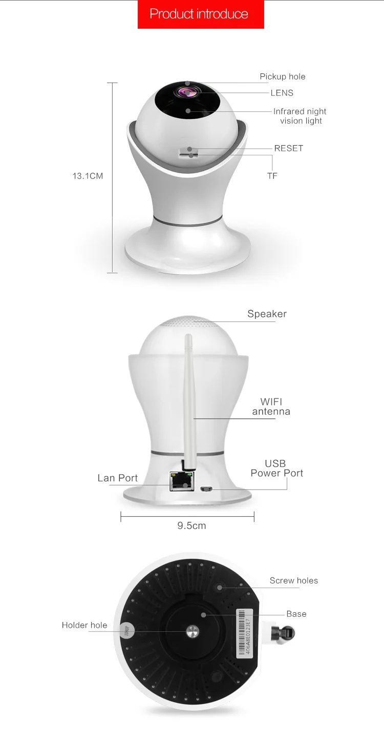 360 Degree Rotation PTZ Wifi IP Camera 1080P Security